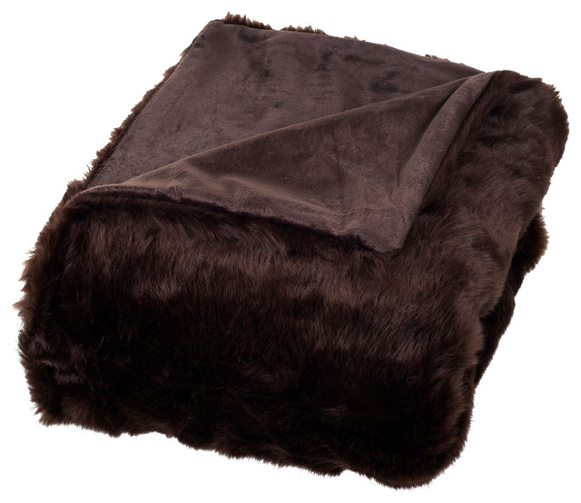 Lavish Home Luxury Long Haired Striped Faux Fur Throw Brown ...
