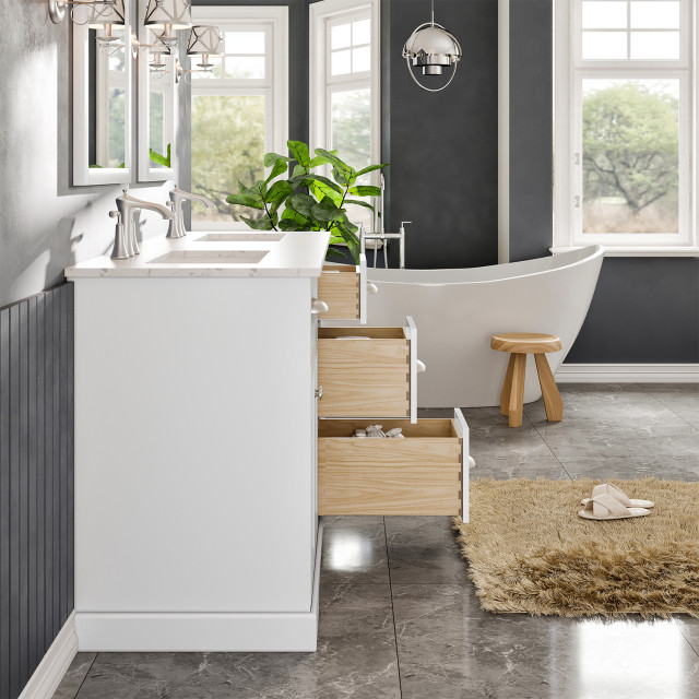 Eviva Epic 60" Transitional Modern White Bathroom Vanity - Transitional ...