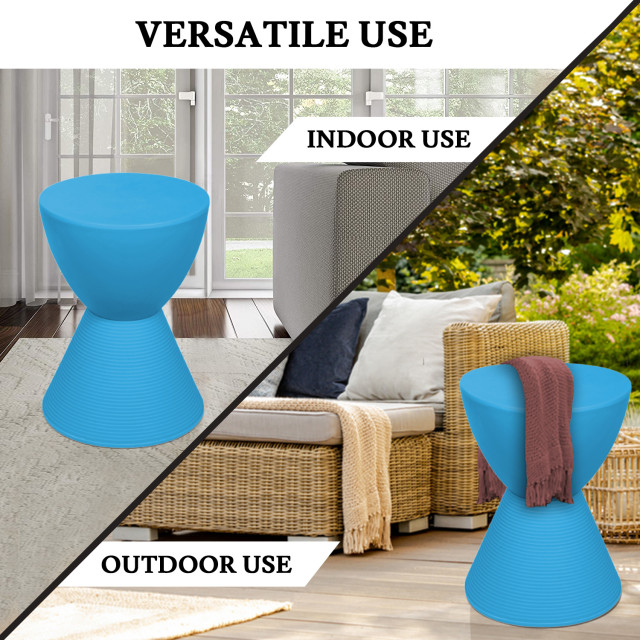 Round Side Table in ABS Plastic Ribbed Design End Table with Removable ...