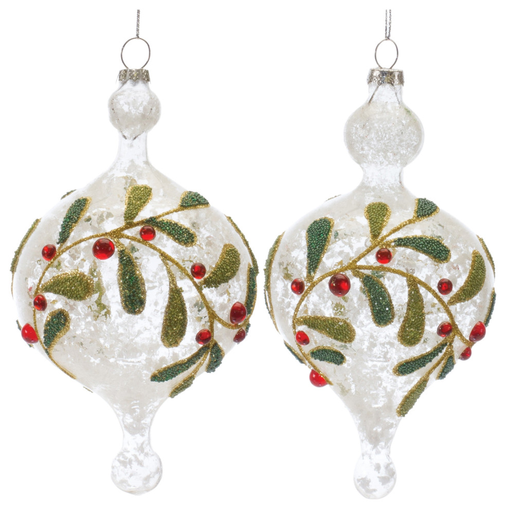 Beaded Glass Mistletoe Ornament, Set of 6 - Christmas Ornaments - by ...