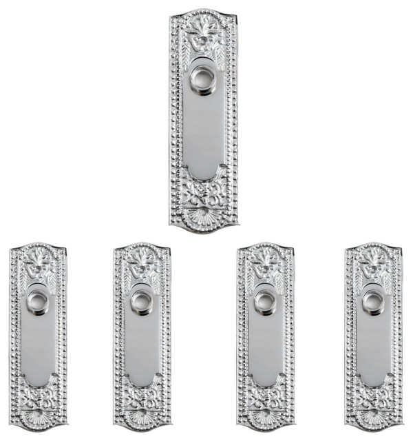Door Back Plate Chrome Solid Brass Beaded Without Keyhole 7 1/4" H Pack ...