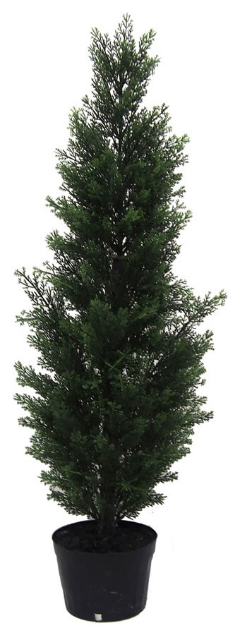 Vickerman Potted Cedar Tree, UV, 3', 3' - Contemporary - Artificial ...