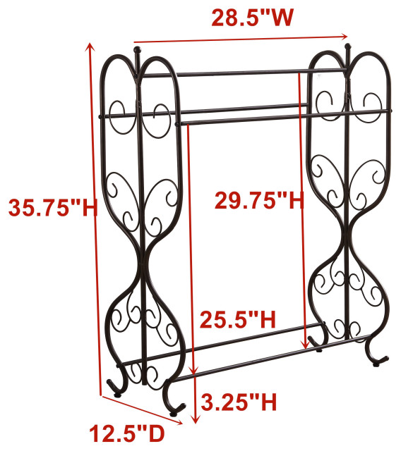 Freestanding Pewter Metal Towel Rack Stand, Blanket Rack ...