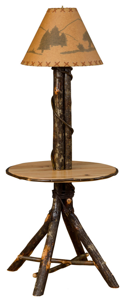 Hickory Log Floor Lamp with Round Table - Rustic - Floor Lamps - by ...