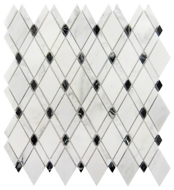 Blended Rhomboid Mosaic Tile, Arabescato Carrara, 30 Sq. Ft ...