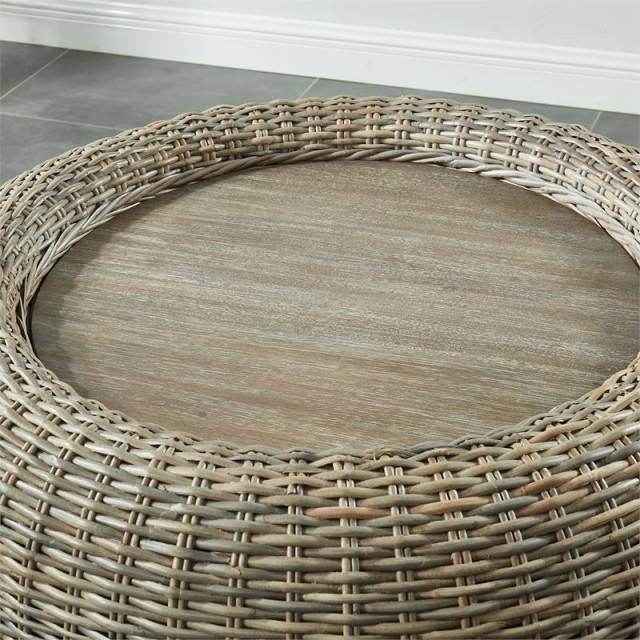 Furniture of America Lafleur Transitional Cobu Rattan Coffee Table in ...