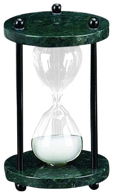 Green Marble 4 Minute Sand Timer- White Sand & Black Posts ...