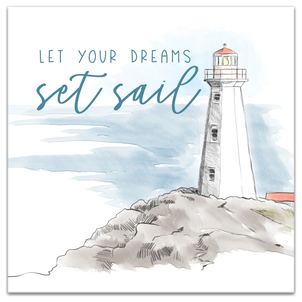 Let Your Dreams Set Sail 20x20 Canvas Wall Art, 20x20 - Beach Style ...