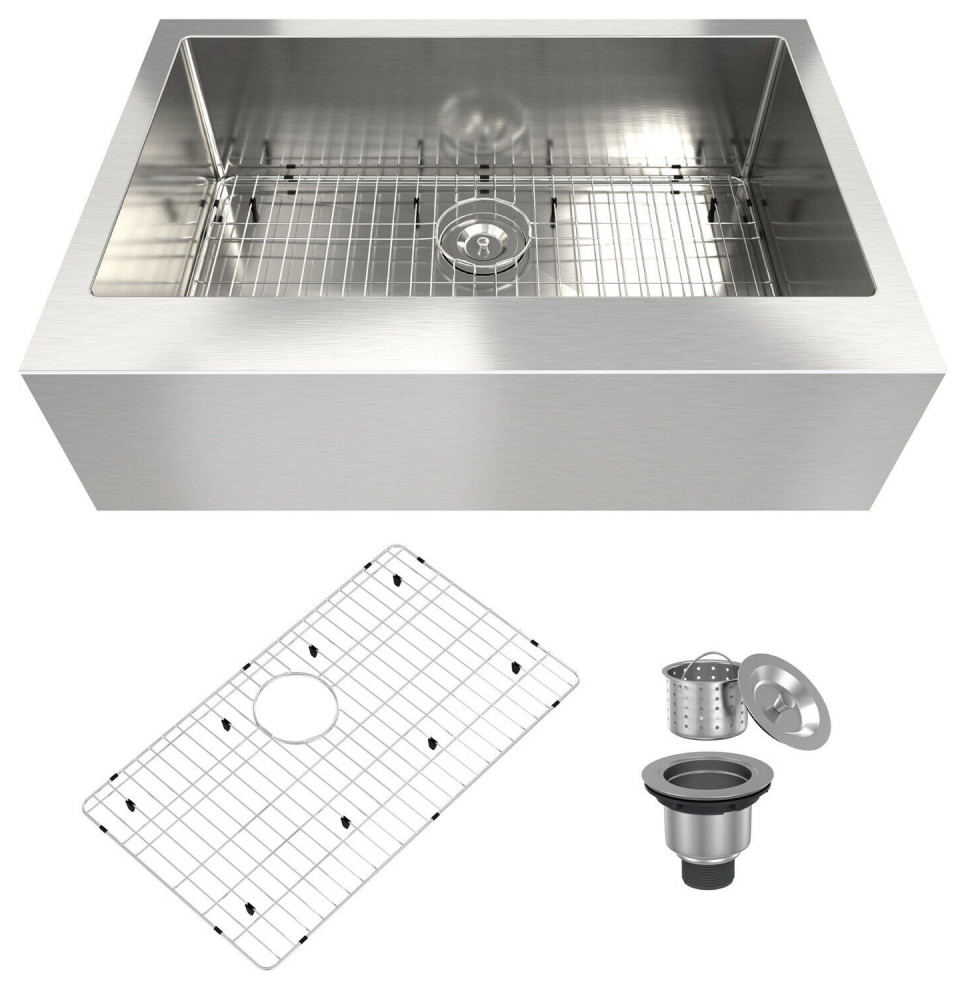 Stainless Steel Farmhouse Single Bowl Kitchen Sink with Accessories ...