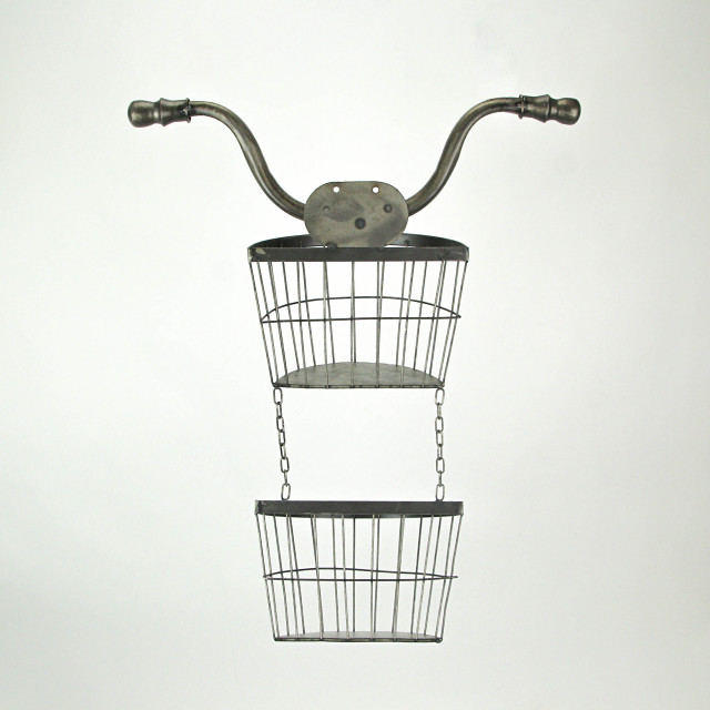 Rustic Metal Bicycle Basket Wall Sculpture Decorative Farmhouse Vintage ...