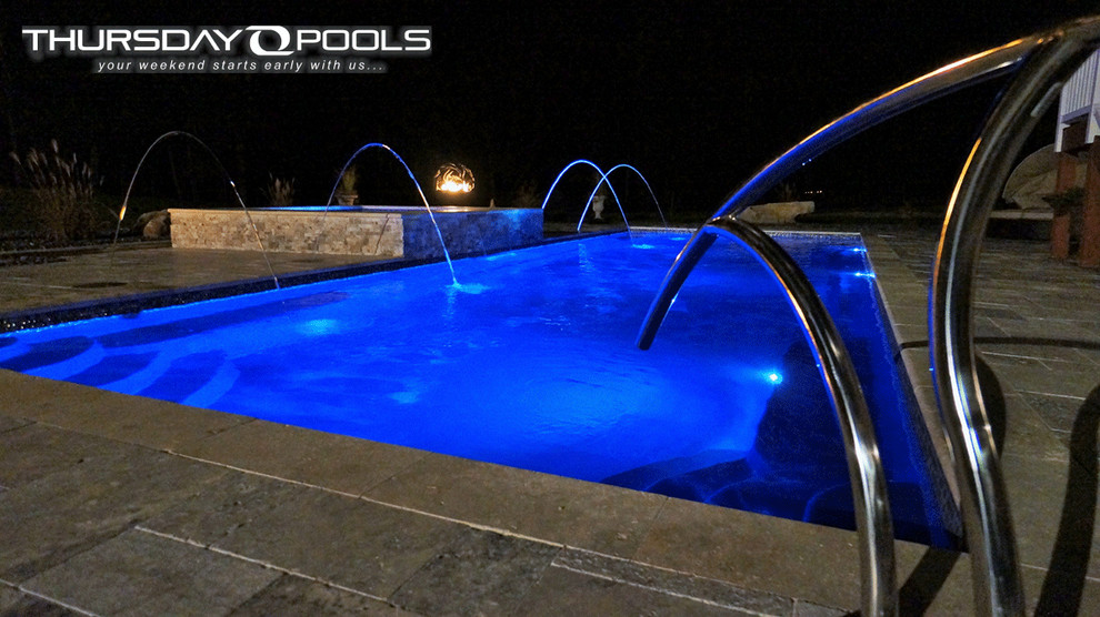Fiberglass Pool 16' x 41' with 9' x 9' Spa - Traditional - Pool ...