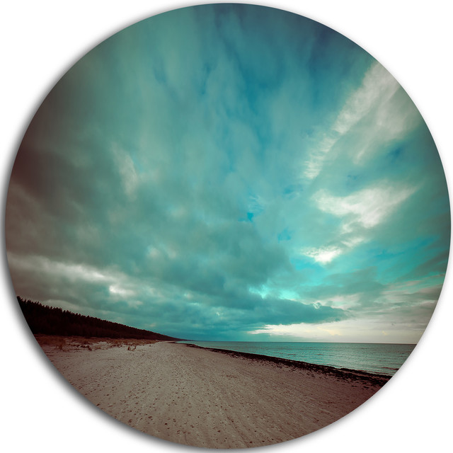 Blue Baltic Beach In Fall With Clouds, Seascape Disc Metal Artwork ...