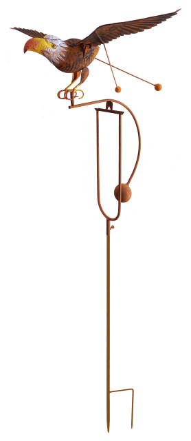 Metal Brown Eagle Rustic Rocker Kinetic Balancing Outdoor Garden Stake ...