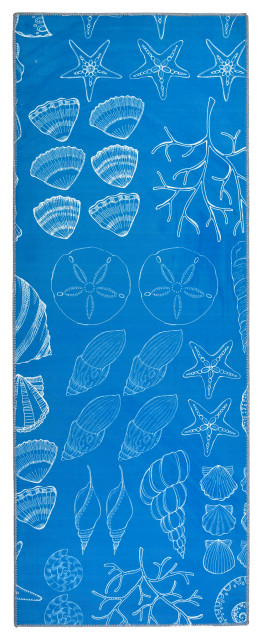 Shell Themed Rug Blue Rug with Clams Ocean Summer Beach Themed Rug 21 ...