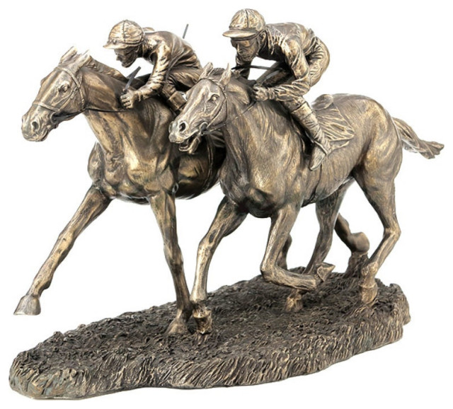 Two Jockeys Horse Racing Sculpture - Contemporary - Decorative Objects ...