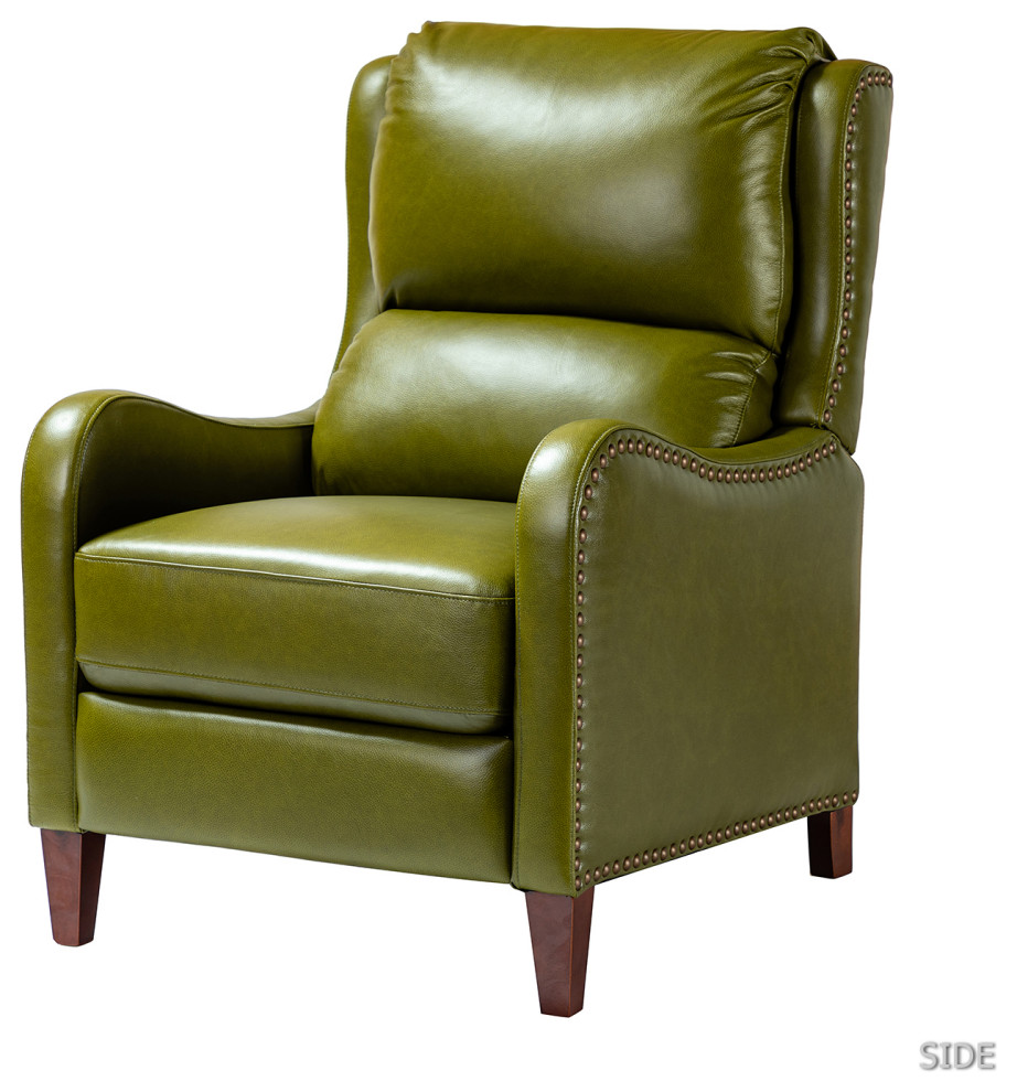 Genuine Leather Push back Recliner With Wingback - Contemporary ...