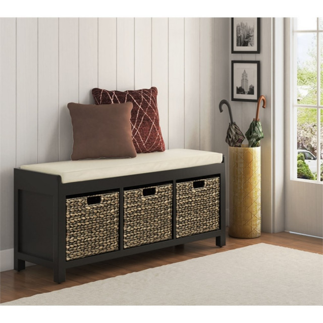 Pemberly Row Modern / Contemporary Storage Bench Black - Transitional ...