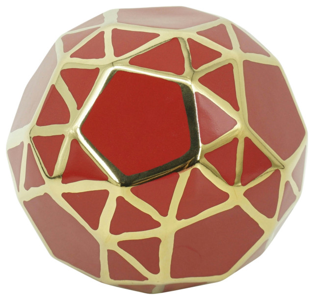 Ceramic Orb 6" Red/gold - Contemporary - Decorative Objects And ...