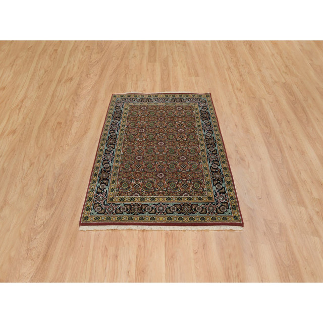 Red Herati Fish Design 175 KSPI Hand Knotted Wool Rug, 4'2"x6', 4'2"x6 ...