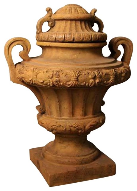 Embellished Urn 31 With Lid, Architectural Urns - Traditional - Garden ...