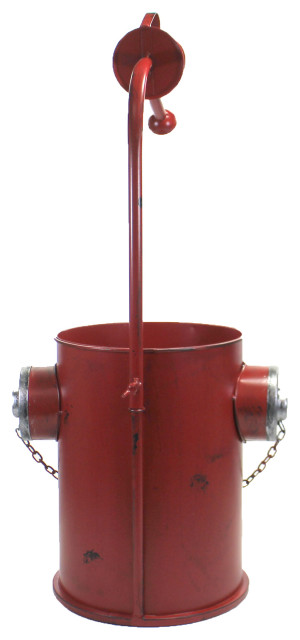 Home and Garden Fire Hydrant Red Planter Metal Decor Garden Flowers Dog ...