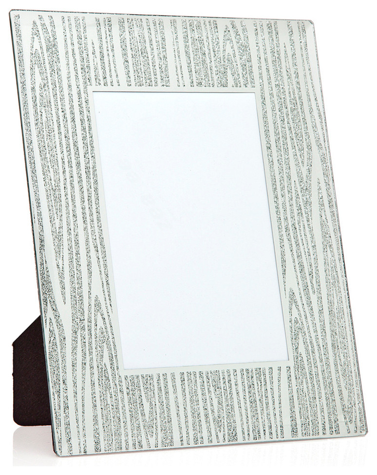 4x6 Silver Glitter Woodgrain Frame - Contemporary - Picture Frames - by ...