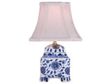 Blue and White Square Floral Porcelain Vase Table Lamp 15.5 ...