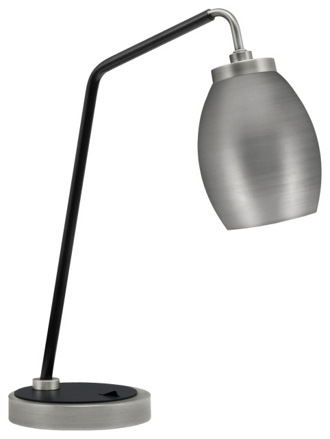 1-Light Desk Lamp, Graphite/Matte Black Finish, 5" Graphite Oval Metal ...