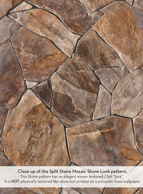 Split Stone Mosaic Stone Look Peel and Stick Vinyl Wallpaper, 24" X 60 ...