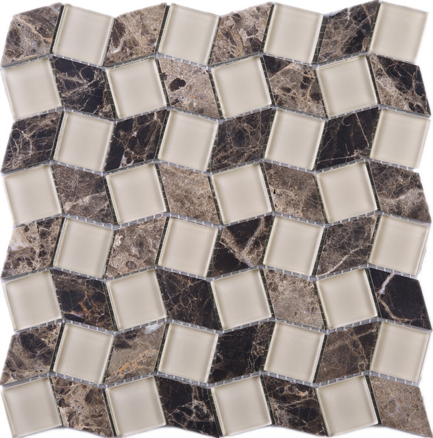 Sela Mosaic Tile Sheet, Emperador and Beige, Sample - Contemporary ...