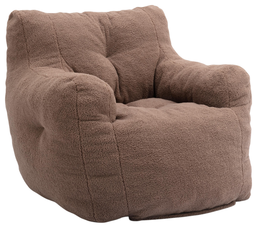 TATEUS Soft Tufted Foam Bean Bag Chair With Teddy Fabric - Transitional ...