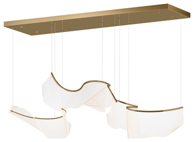 ET2 Lighting Rinkle 3-Light Multi-Light LED Pendant, Gold/Acrylic ...