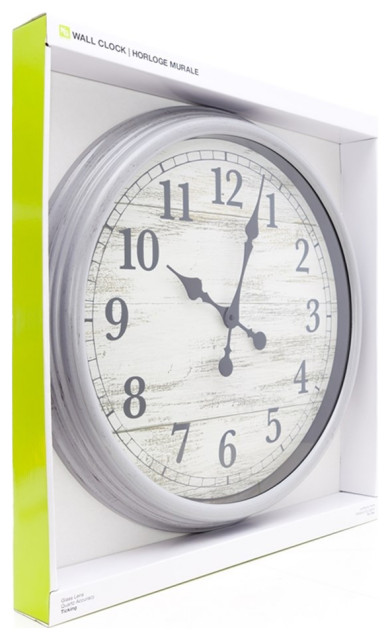 kieragrace KG Farmhouse Wall Clock 20In Antique Grey Gray Plastic ...
