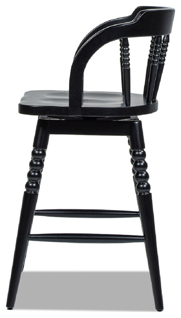 Breda 25.5" Turned Bubble Spindle Low-Back Wood Swivel Counter Stool ...