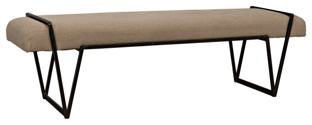 NOIR Furniture - Larkin Bench, Steel with Linen - GBEN137MTB ...