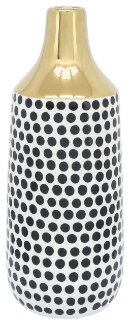 Cer, 16"h Polka Dots Vase, Gold/white - Contemporary - Vases - by GwG ...