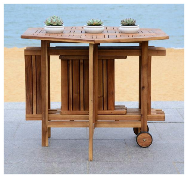 Safavieh Kerman Table and 4 Chairs, 5-Piece Set, Teak Look ...