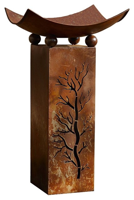 Rustic Metal Fire Pillar With Removable Bowl, "Brazier" Fire Column, 2 ...