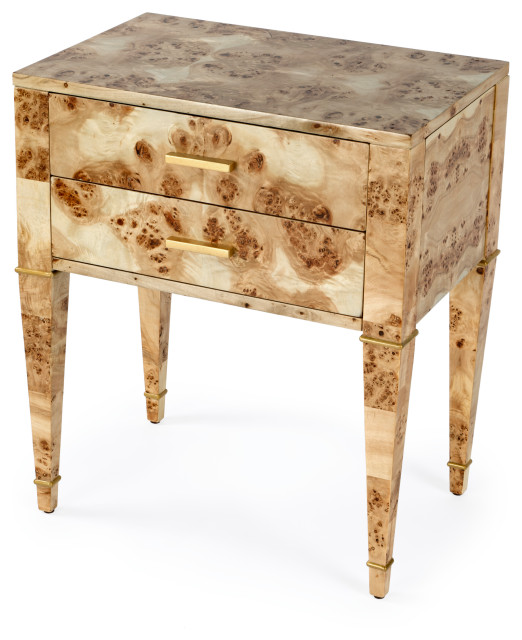 Kai 2 Drawer Burl Wood End Table - Contemporary - Side Tables And End ...