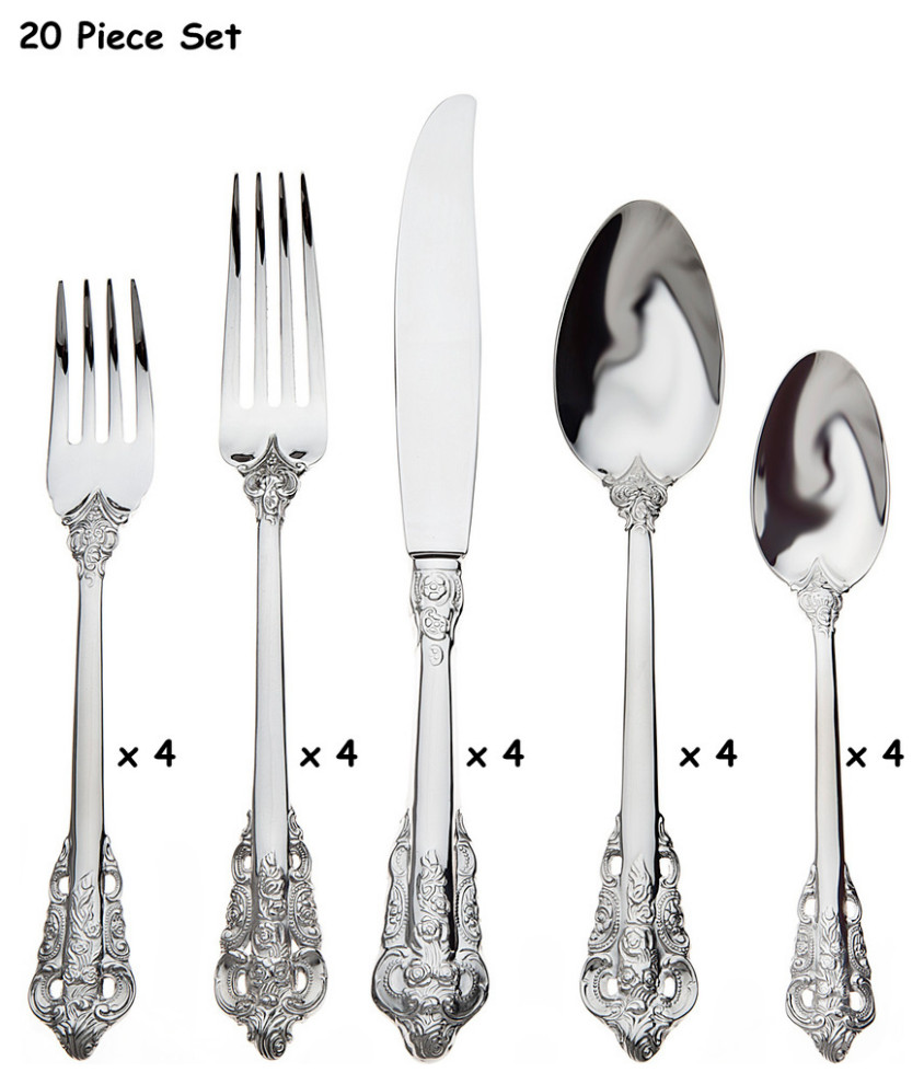 18/10 20th Century Baroque 20 Piece Flatware Set - Victorian - Flatware ...