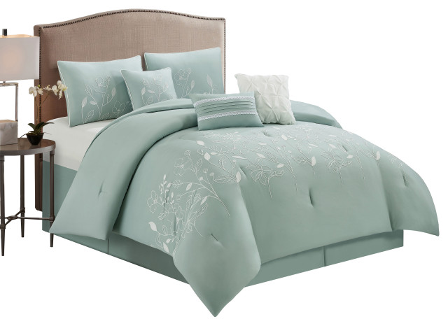Safina 7 Piece Floral Comforter Set, California King - Contemporary ...