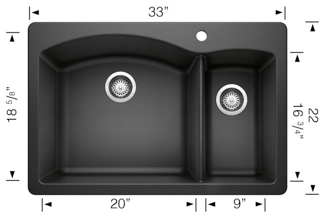 Blanco Diamond 33" Dual Mount Double Basin SILGRANIT Kitchen Sink ...