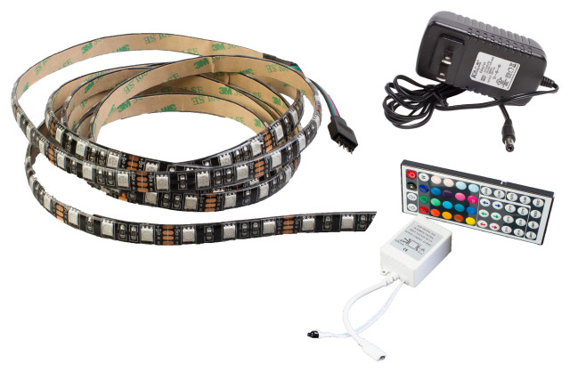8' RGB Color Change LED Strip Light, Controller and UL Power Supply ...
