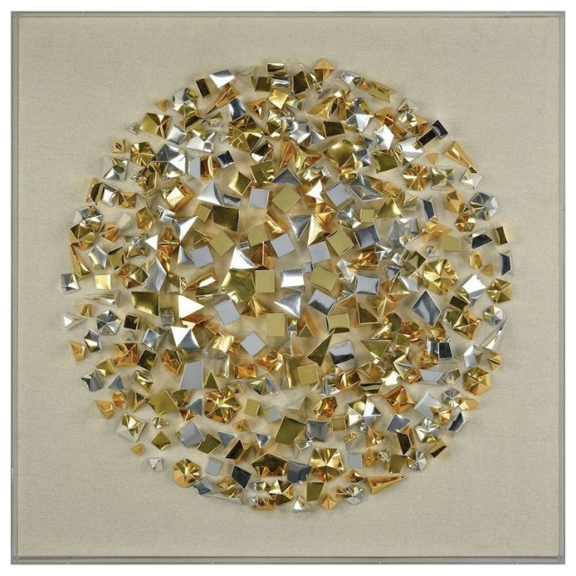 Framed MMetallic Abstract Geometric Mixed Media on Canvas for ...