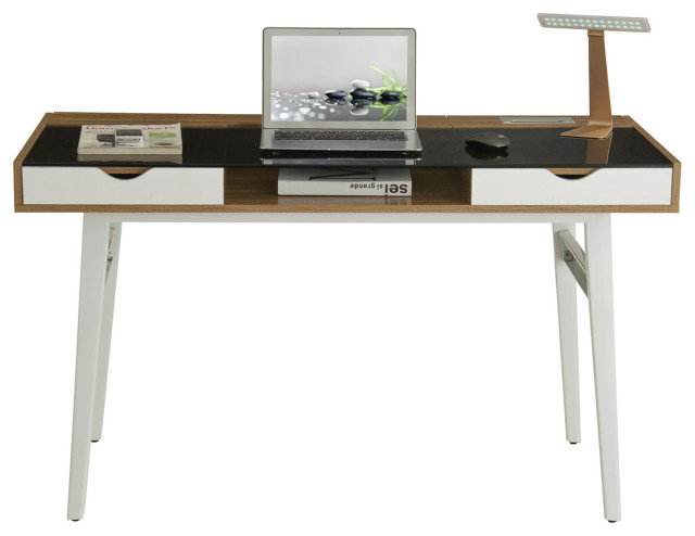 Techni Mobili Compact Computer Desk with Multiple Storage, Walnut ...