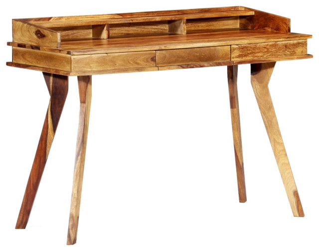 vidaXL Solid Sheesham Wood Writing Desk 45.3" Home Computer Table ...