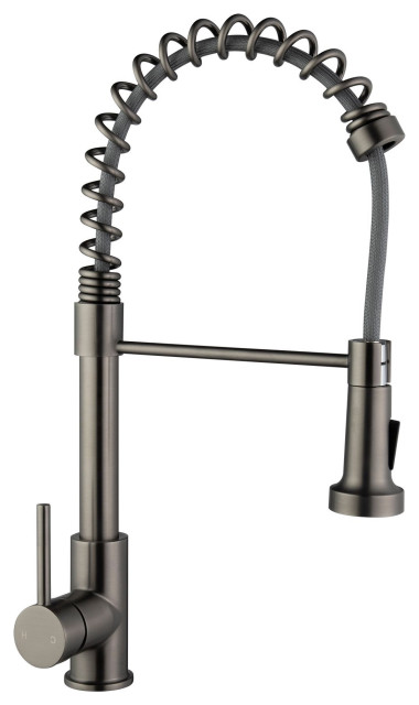 YPG44GM Single Handle High arc pull out kitchen faucet Gun Metal Finish ...