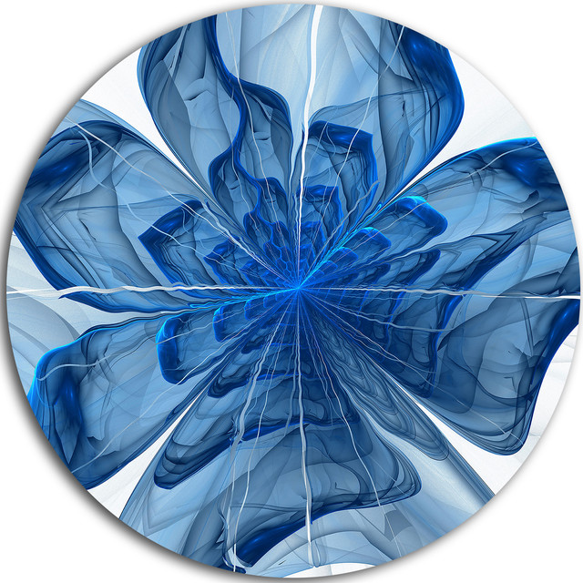 Designart - Blue Fractal Flower with Large Petals' Floral Metal Circle ...