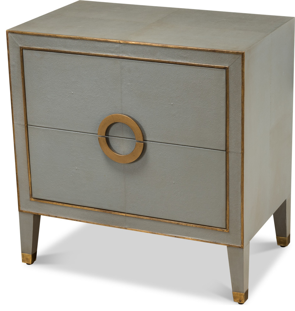 Leather Embossed Shagreen Night Stand - Farmhouse - Nightstands And ...