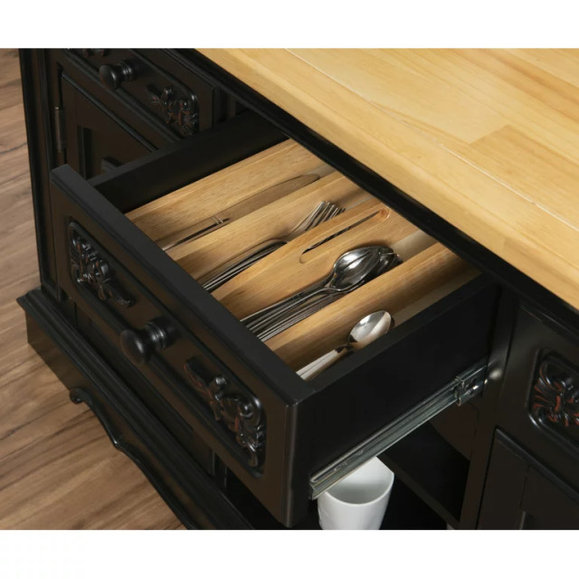 Classic Kitchen Island, Natural Top & Removable Granite Cutting Surface ...